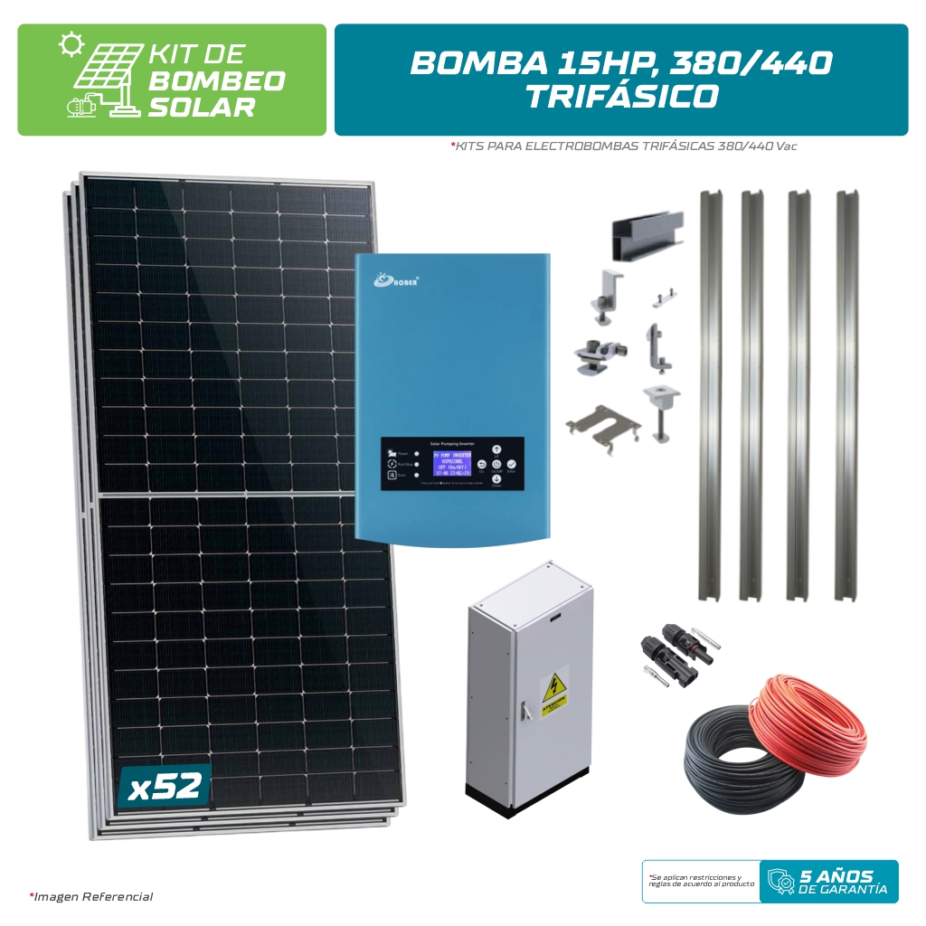 KIT BOMBEO SOLAR PARA BOMBA 15HP, 380/440Vac TRIFÁSICO | Termas Solares ...